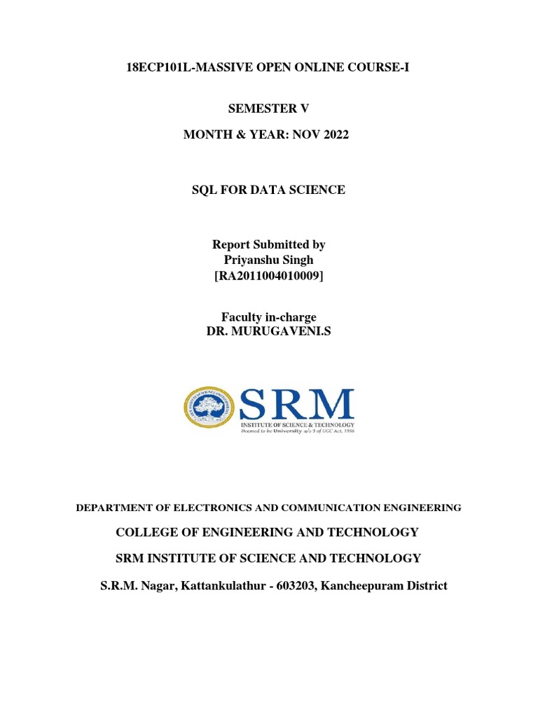 MOOCS Report | PDF | Sql | String (Computer Science) MOOCS Report | PDF | Sql | String (Computer Science)