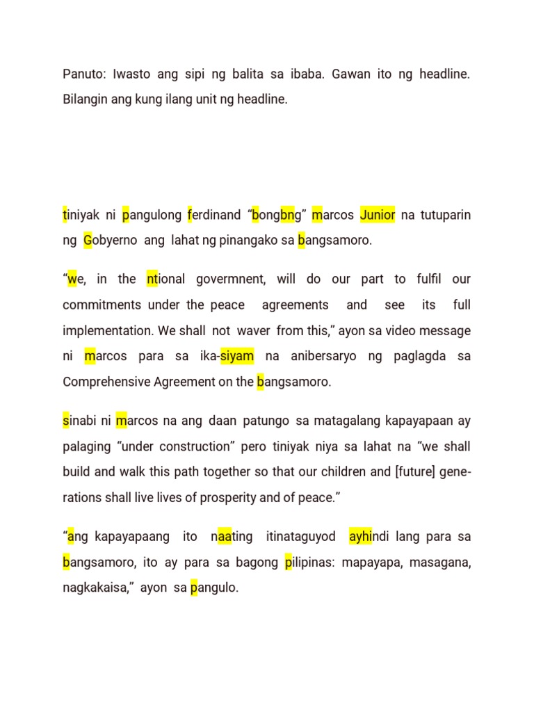 Copyreading Activity 1 | PDF