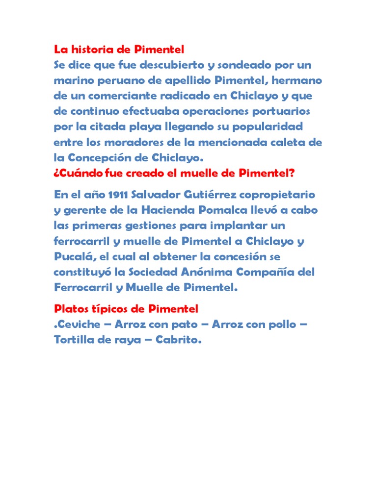 La Historia de Pimentel | PDF