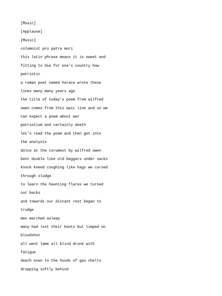 Analysis of "Dulce et Decorum Est" | PDF | Nightmare | Metre (Poetry)