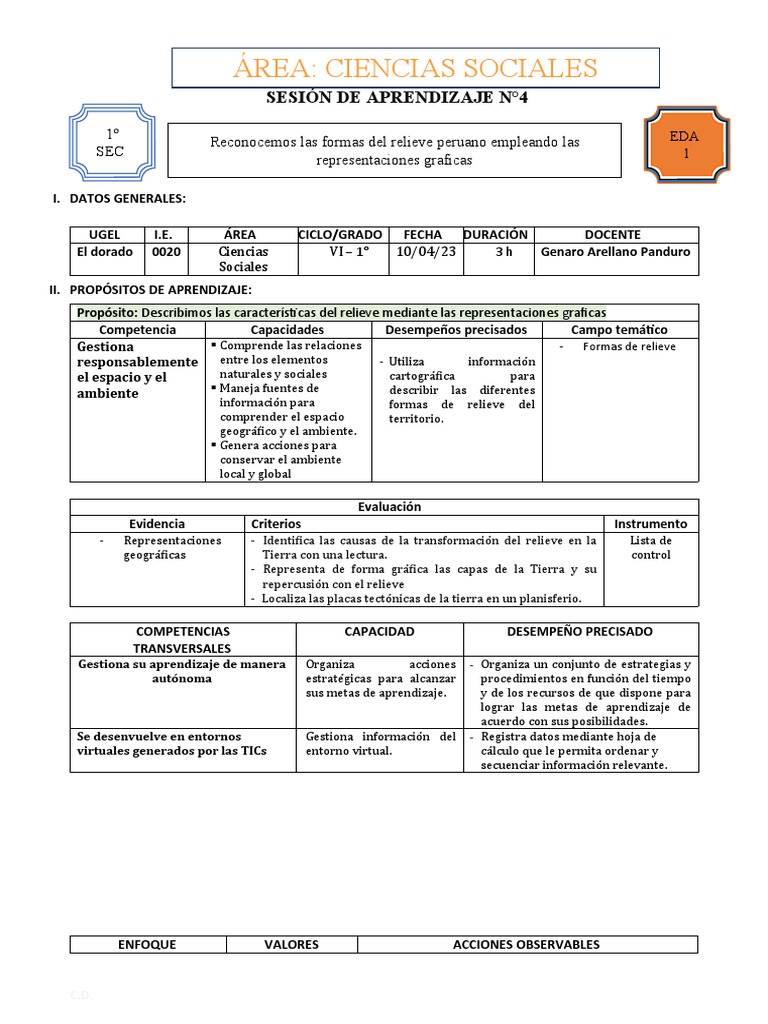 1° Sesión de Aprendizaje Sesión 4-Sem.2-1 - Exp 1 | PDF | Aprendizaje | Tierra