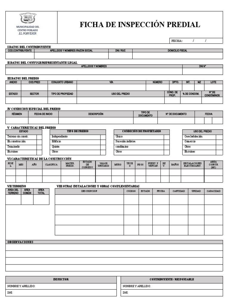 Ficha de Inspeccion Predial | PDF