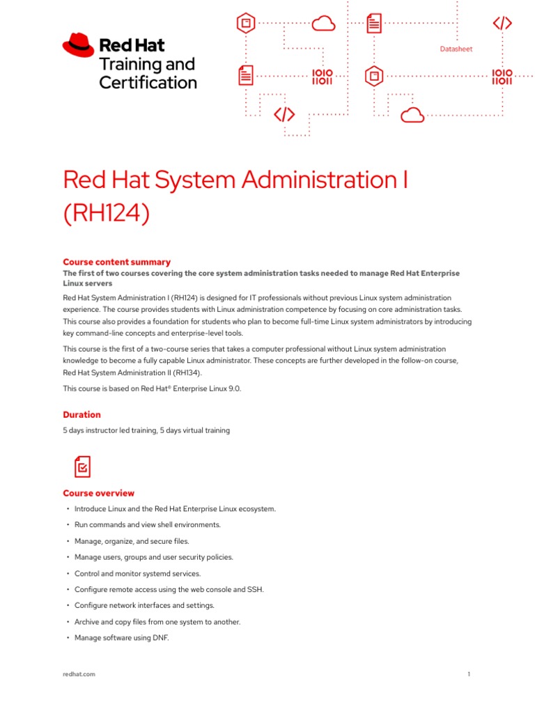 Datasheet RH124-9.0 | PDF | Red Hat | Linux