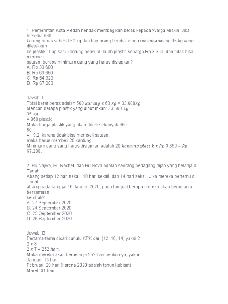 Latihan OSN MTK 1 | PDF