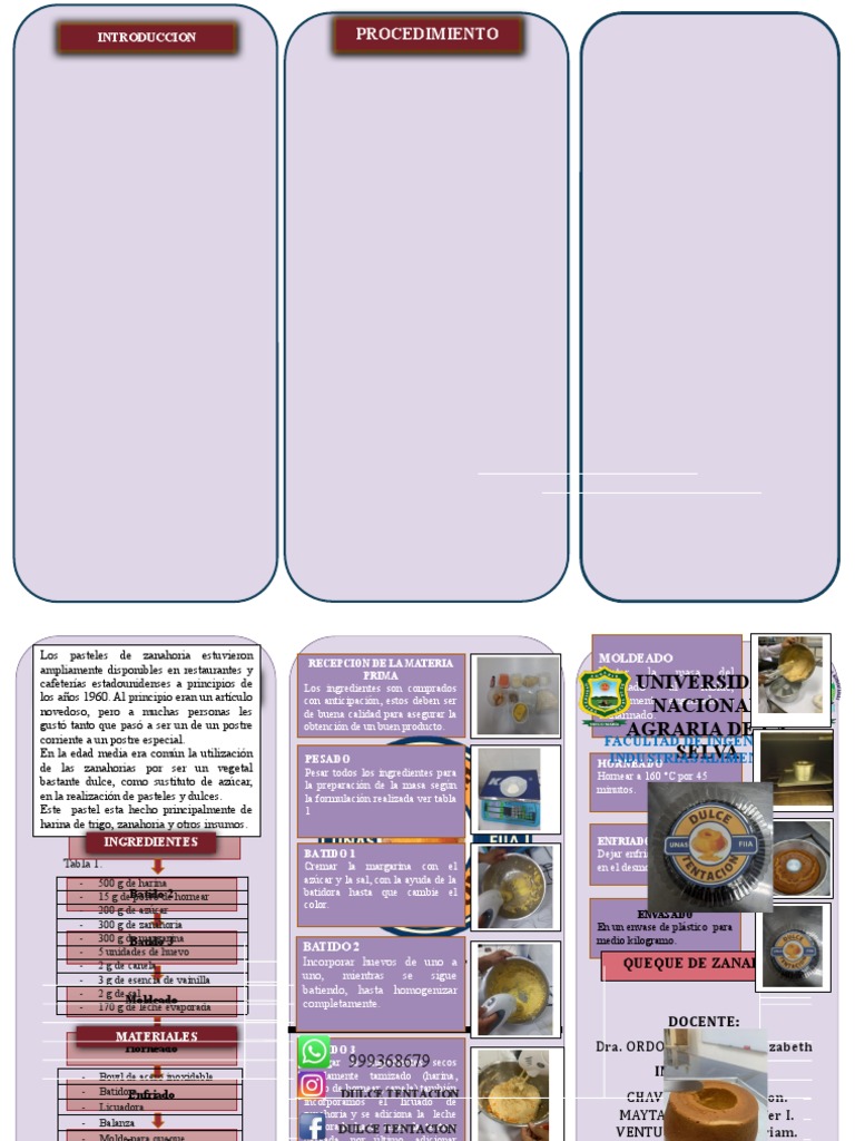Triptico - Queque de Zanahoria | PDF | Postres | Cocinando