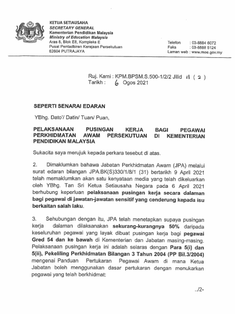 Surat Pusingan Kerja | PDF
