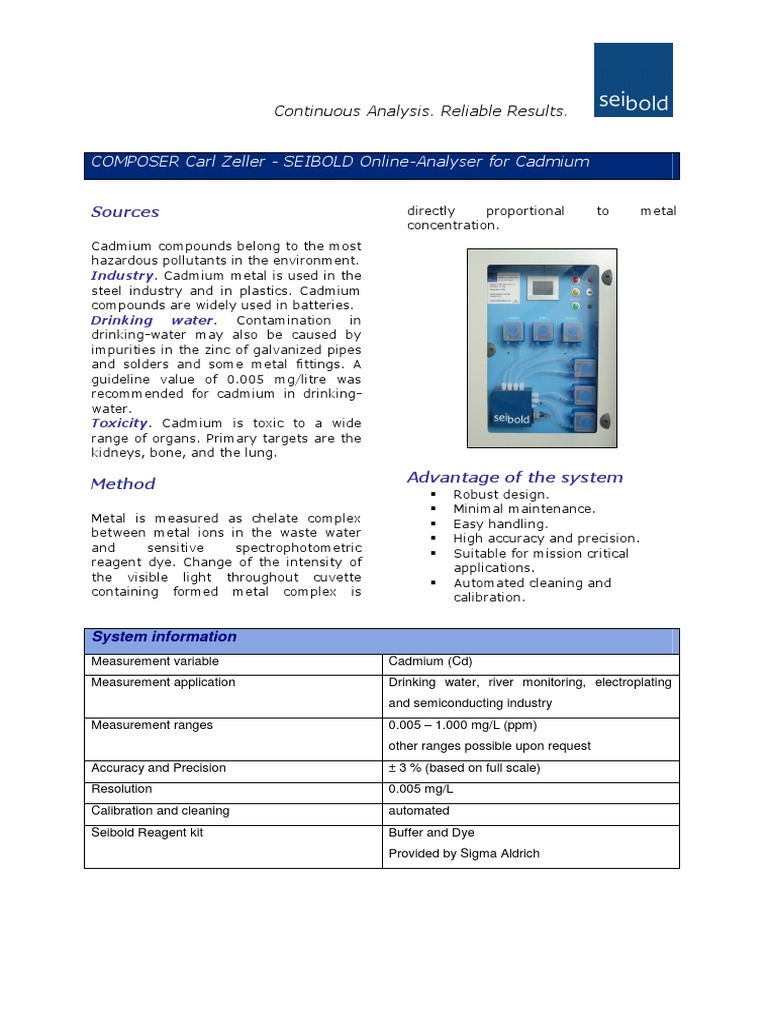 COMPOSER Carl Zeller - SEIBOLD Online-Analyser For Cadmium: Sources ...