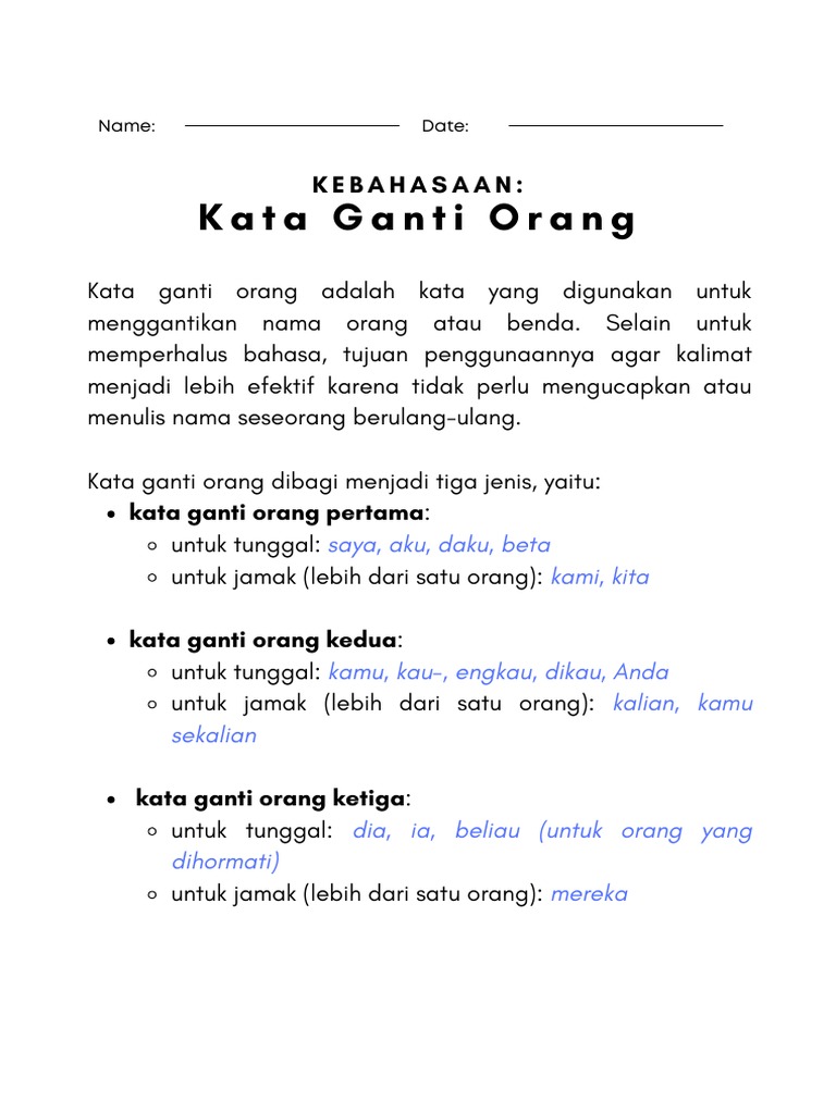 Kata Ganti Orang | PDF