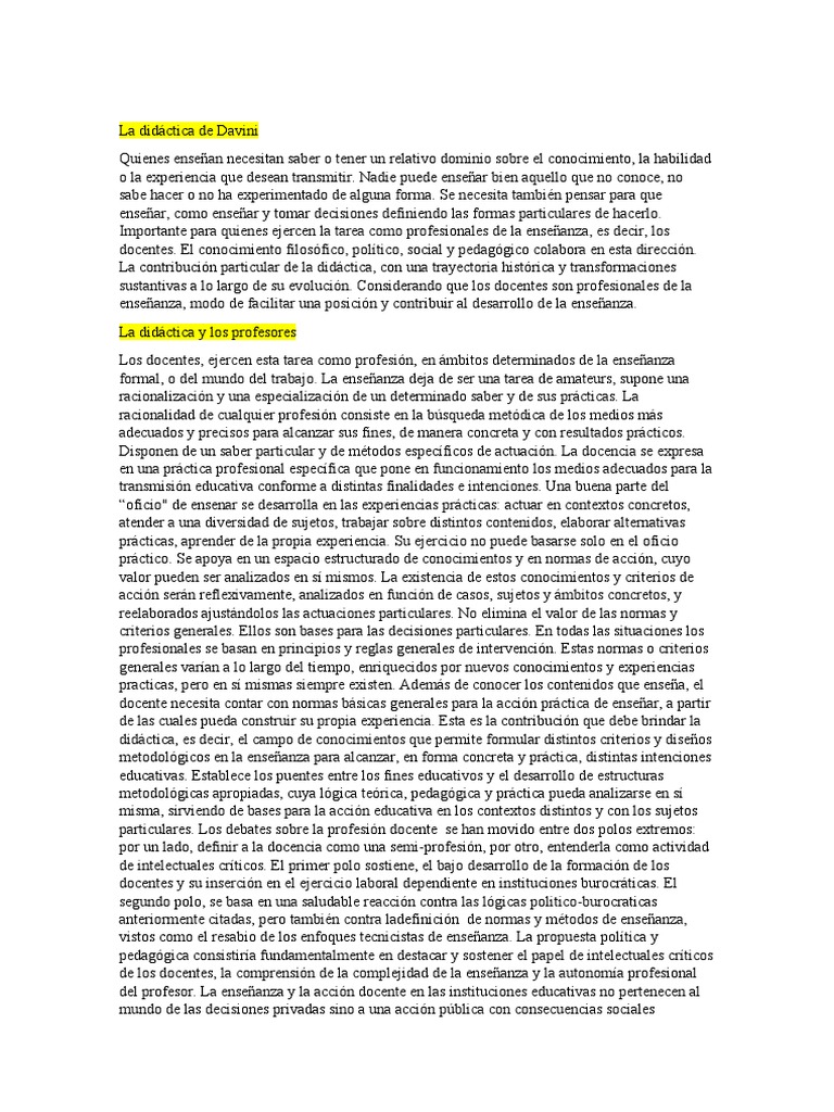 La Didáctica de Davini | PDF | Enseñando | Conocimiento