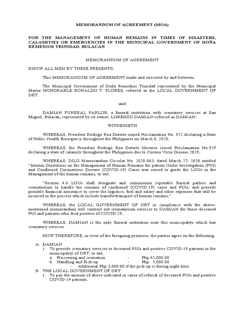 MOA Sample Funeral | PDF