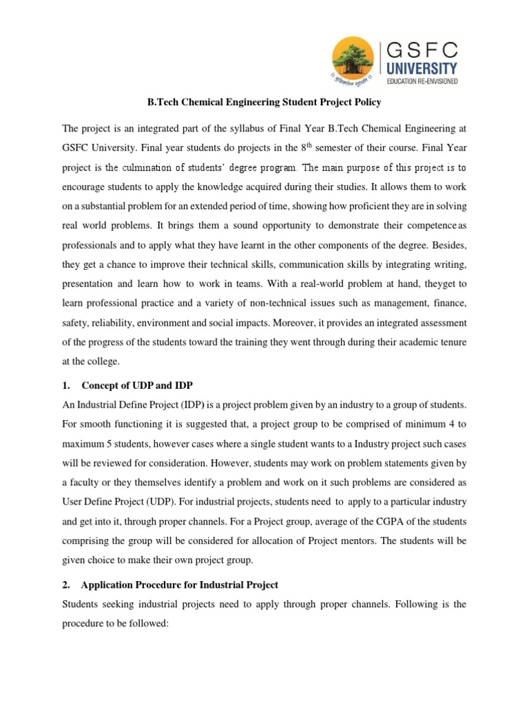 B.Tech. Chemical Engineering Project Policyrev | PDF | Simulation