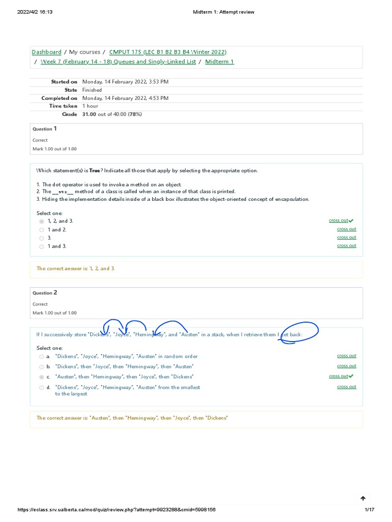 Midterm 1 Attempt Review PDF | PDF | Method (Computer Programming ...