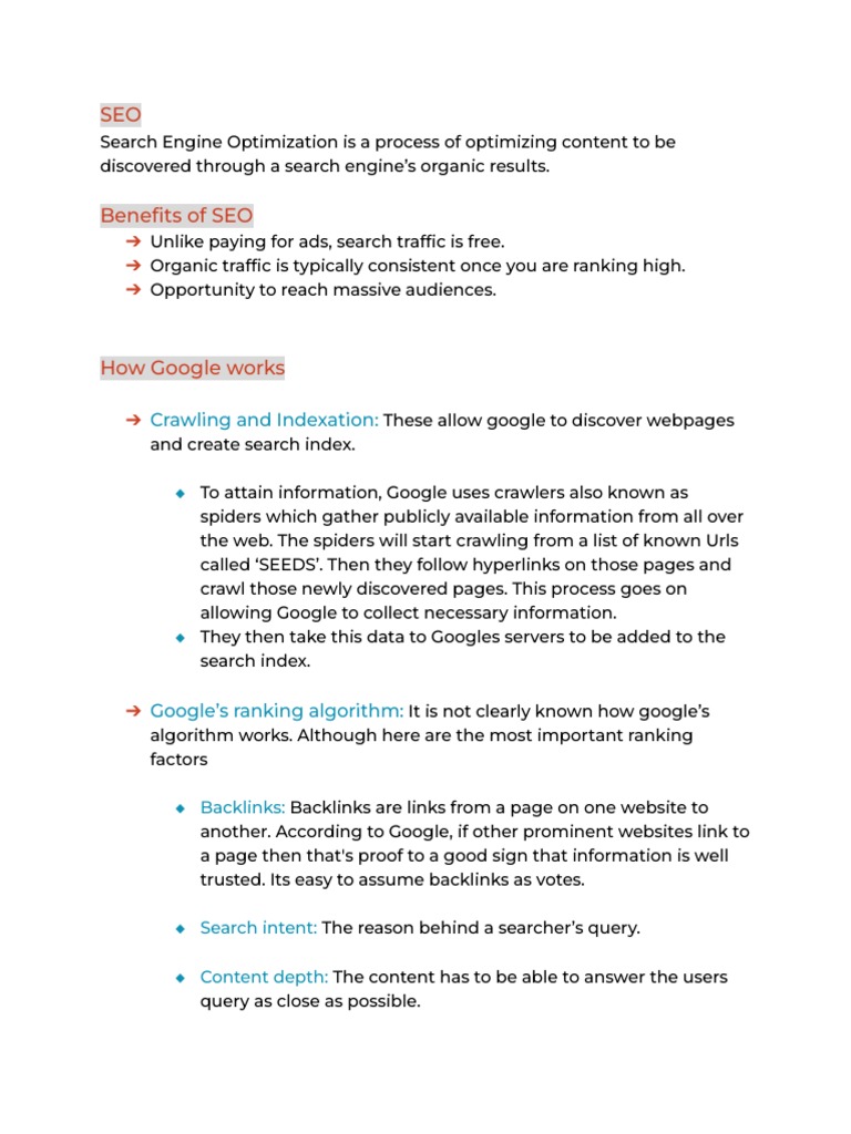 SEO Notes | PDF | Search Engine Optimization | Hyperlink