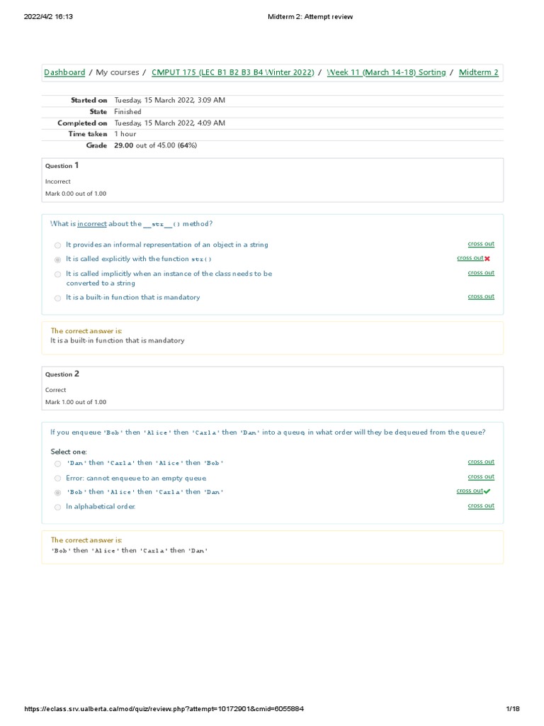 Midterm 2 Attempt Review PDF | PDF | Queue (Abstract Data Type) | Computer Data