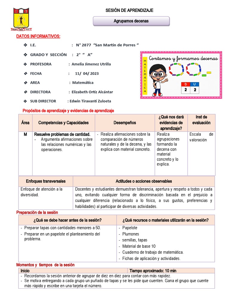 Sesión de Matemática | PDF | Aprendizaje | Cognición