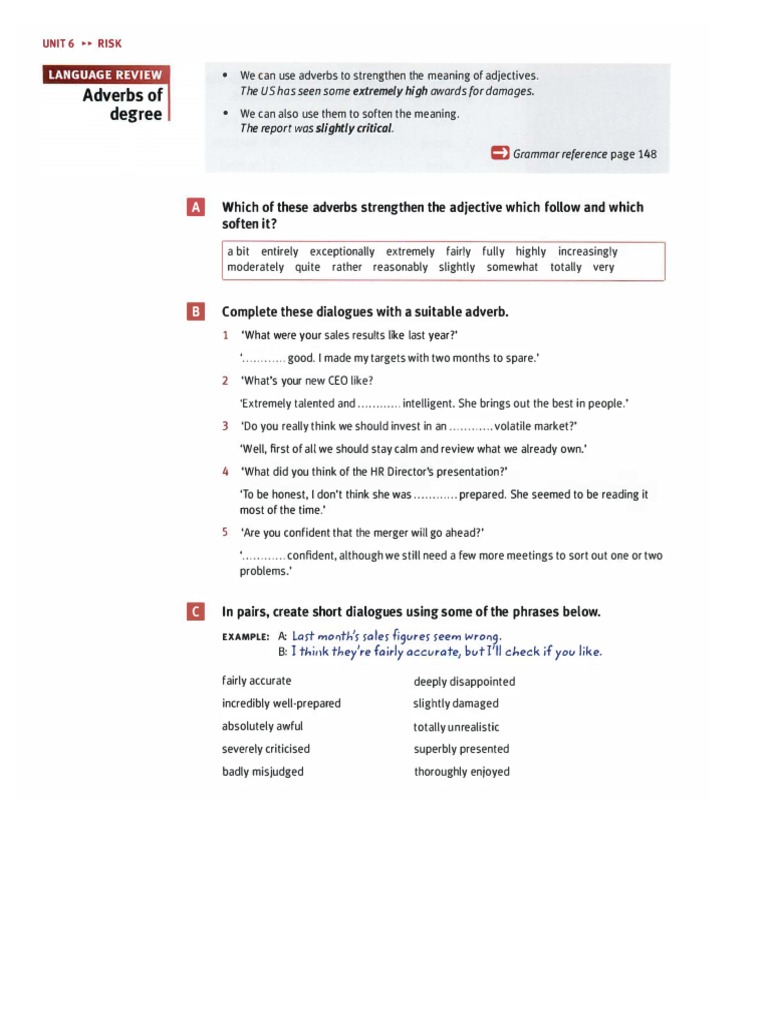 Adverbs of Degree | PDF | Linguistics | Grammar