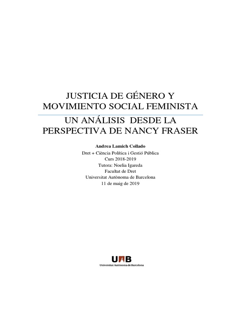 Justicia de Género y Movimiento Social Feminista en Perspectiva de Nancy Fraser | PDF | Justicia ...
