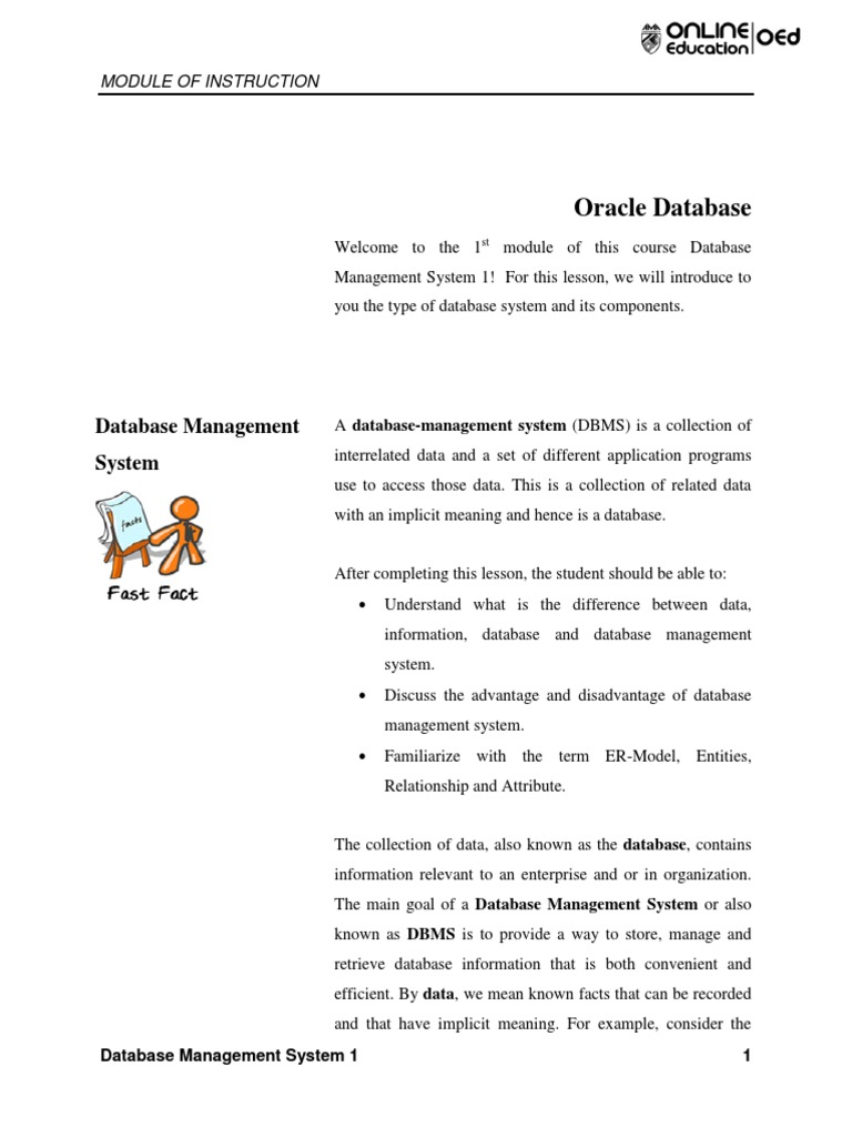 Lesson 1 - Introduction To Database Management System-Merged | PDF | Databases | Relational Database