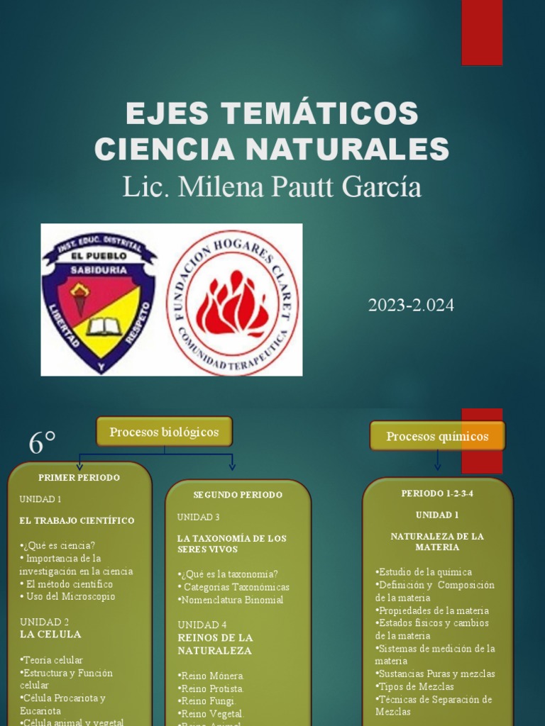 Ejes Tematicos de Ciencias Naturales Ied El Pueblo 2.023 | PDF | Química | Fuerza