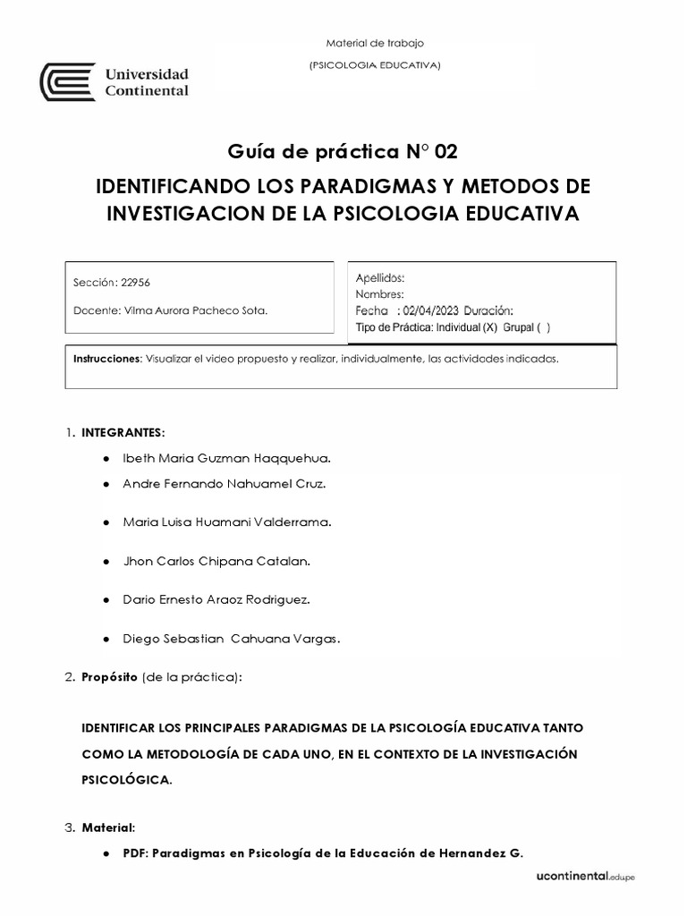 Guia Grupal. | PDF | Sicología | Psicología Educacional