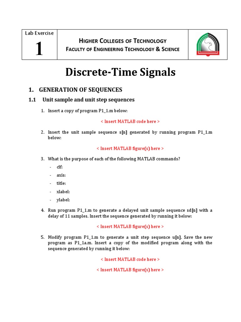 Lab Exercise 1 - Discrete-Time Signals | PDF | Phase (Waves) | Normal Distribution