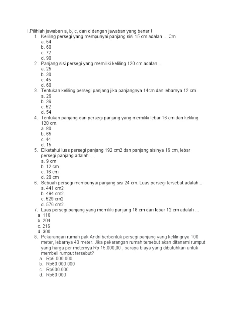 Soal PTS MTK Semester 2 | PDF | Griya & Taman