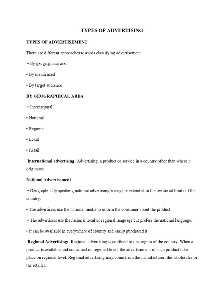 Types of Advertising | PDF | Advertising | Retail