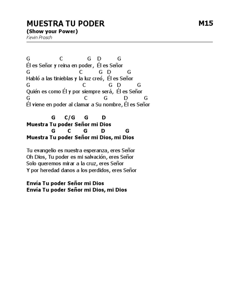 Muestra Tu Poder: Letra y Acordes | PDF
