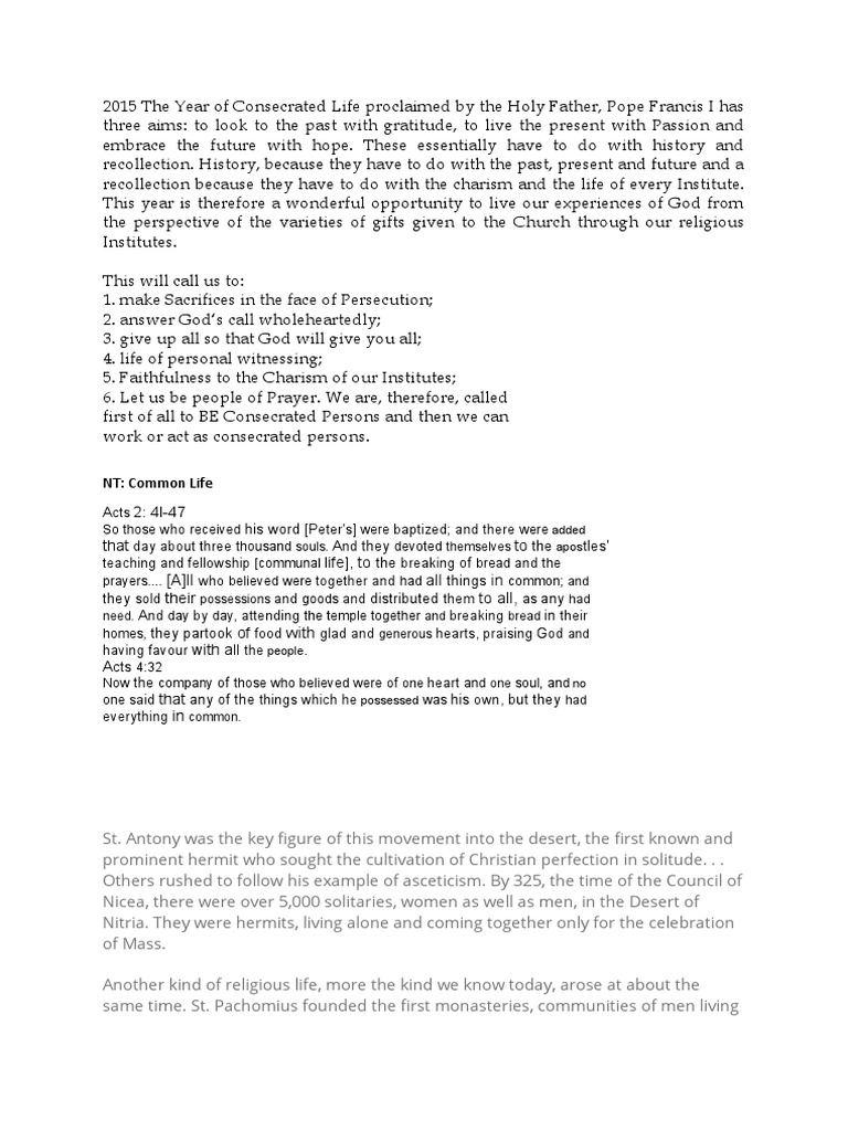 Consecrated LIfe | PDF | Christian Monasticism | Abrahamic Religions