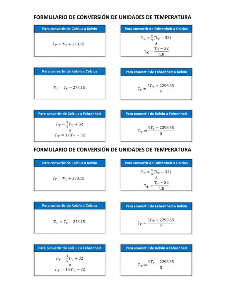 Formulario de Conversión de Unidades de Temperatura | PDF
