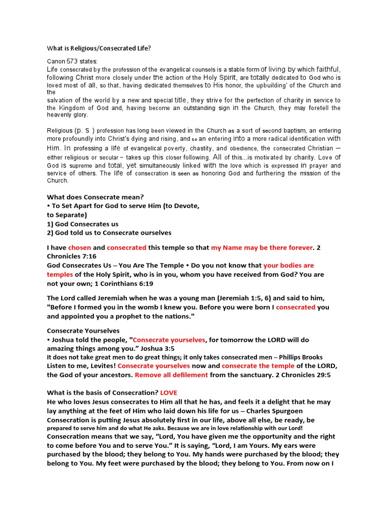 An Exploration of Religious Life: The Meaning of Consecration and its ...