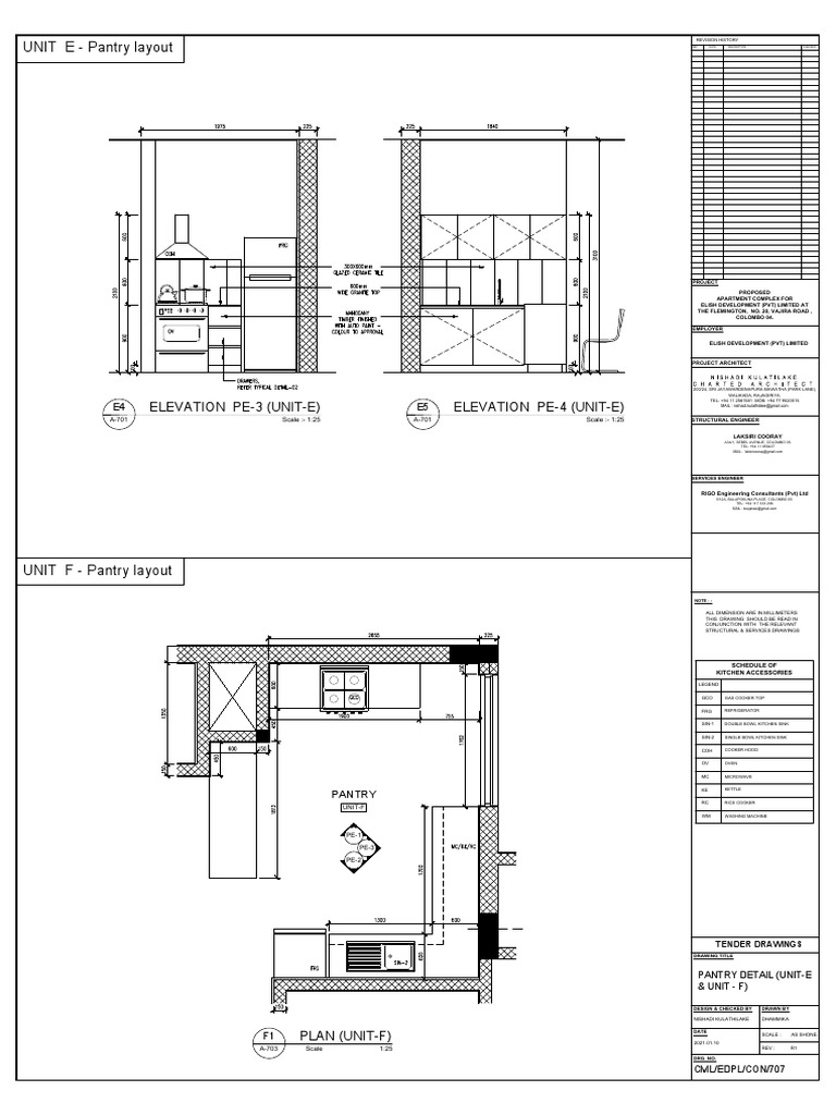 Pantry Detail Drawings for Proposed Apartment Complex Units E and F ...