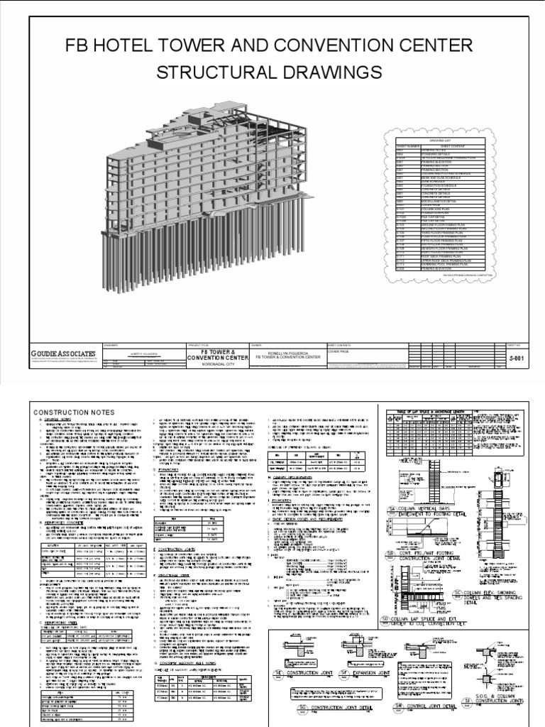 FB Hotel Tower and Convention Center Structural Drawings: Oudie ...