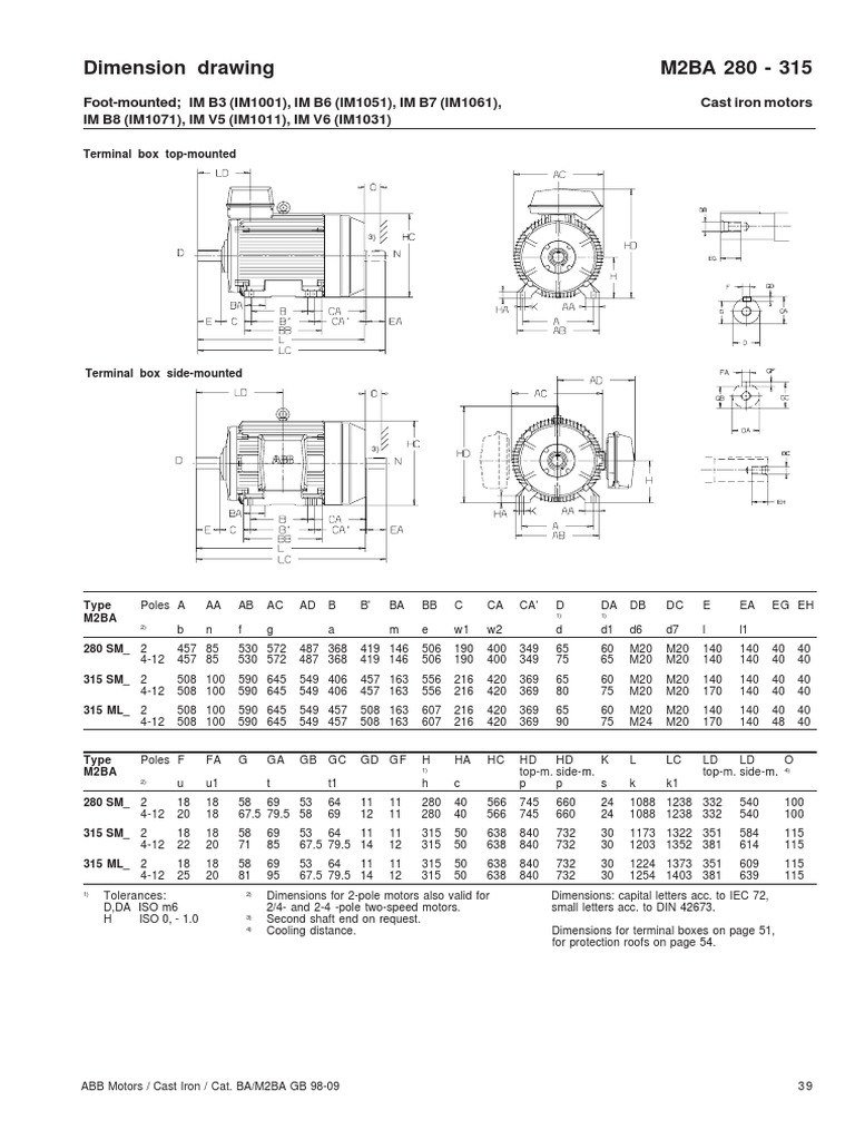 ABB Motor Frame Size Dimensions | PDF | Technology & Engineering