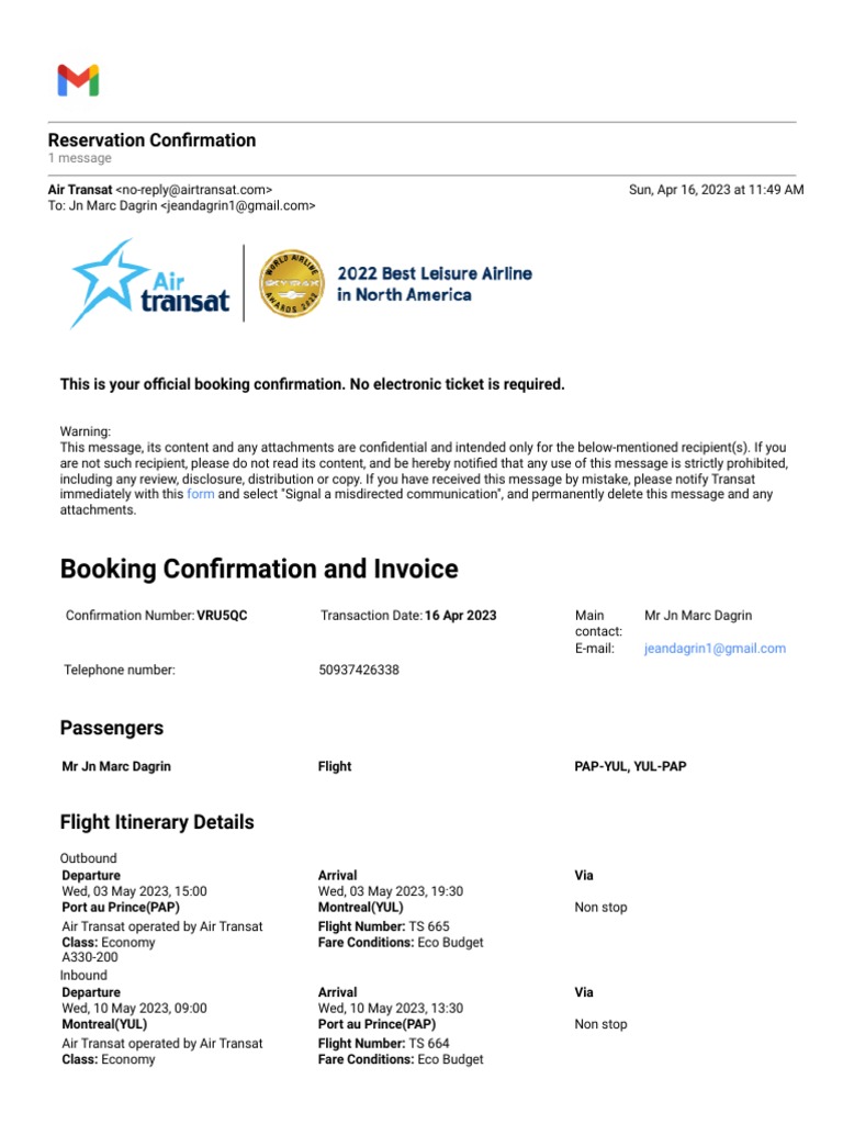 Booking Confirmation and Invoice | PDF | Credit Card | Visa Inc.