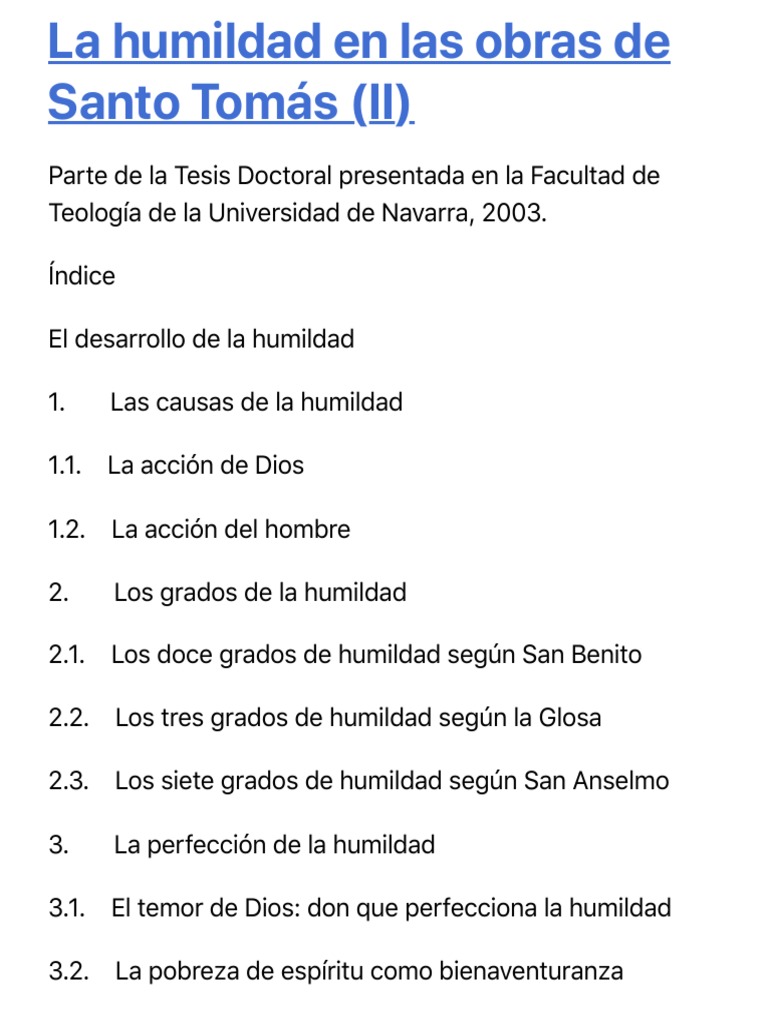 La Humildad en Las Obras de Santo Tomás (II) - Parte 2 | PDF | Gracia ...