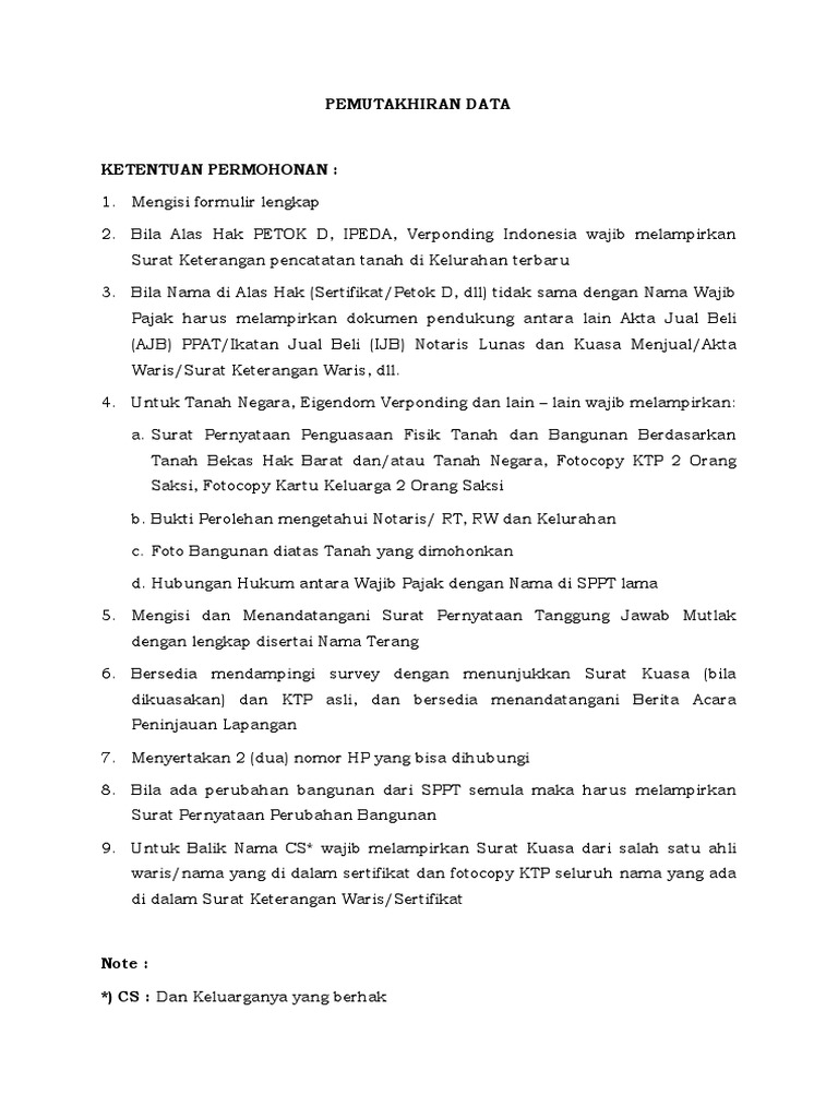 Panduan Pemutakhiran Data Tanah | PDF | Politik | Hukum
