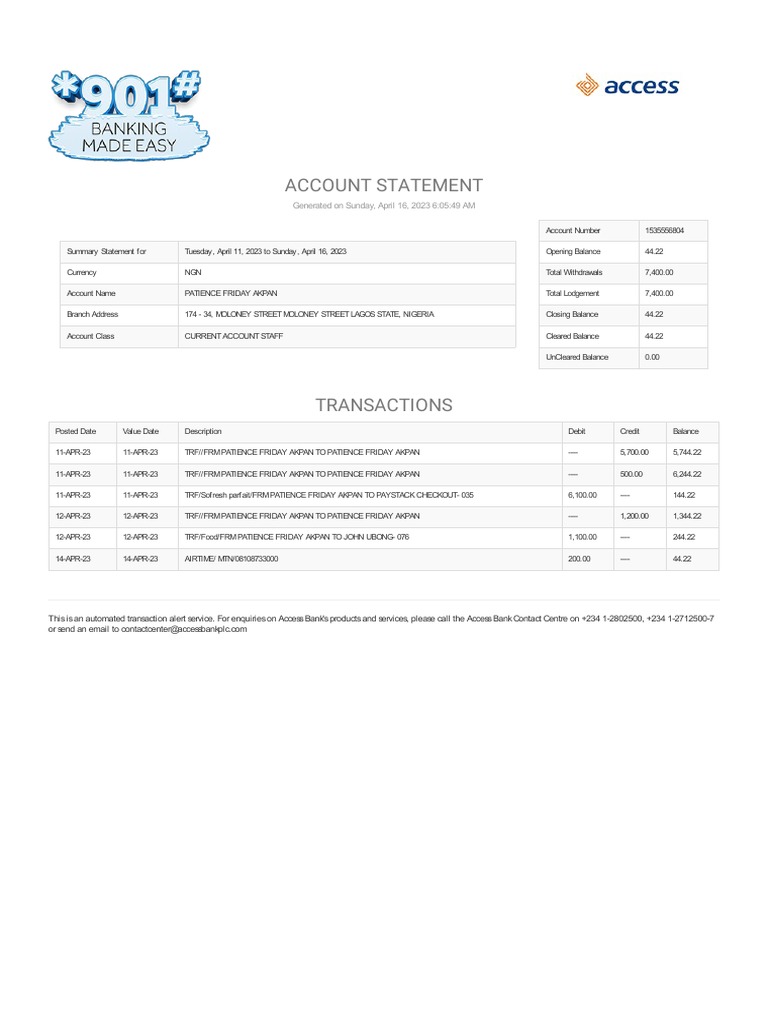 Account Statement: Generated On Sunday, April 16, 2023 6:05:49 AM ...