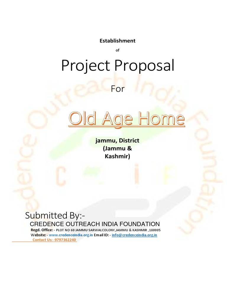Old Age Home Project Proposal in Jammu | PDF | Ageing | Old Age