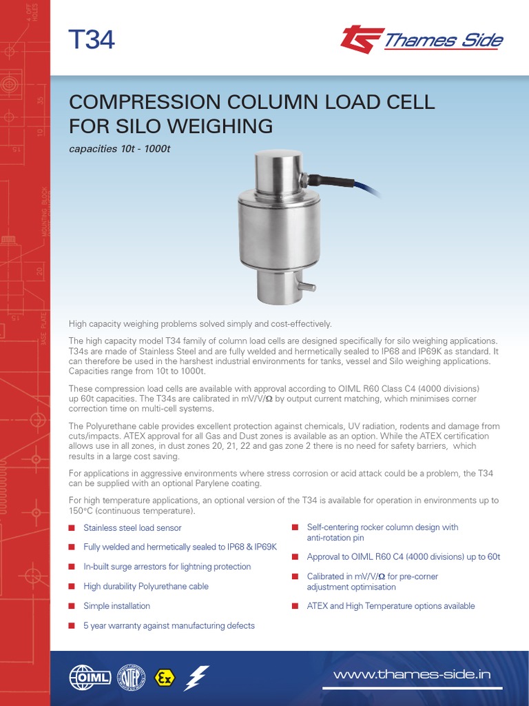T34 Load Cell for Silo Weighing | PDF | Welding | Construction