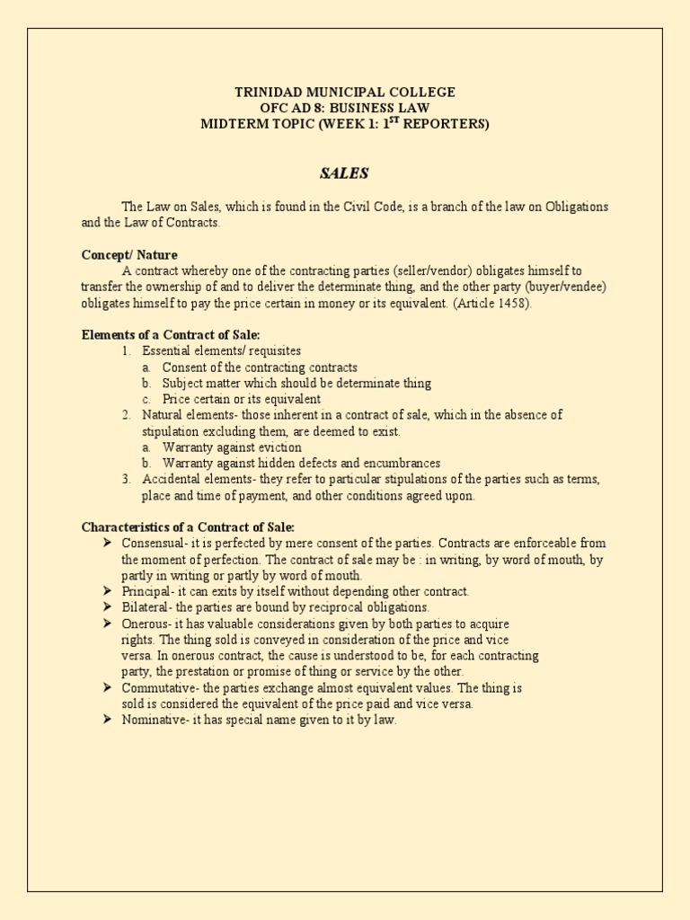 Contract Law Essentials: Analyzing the Key Elements, Characteristics ...