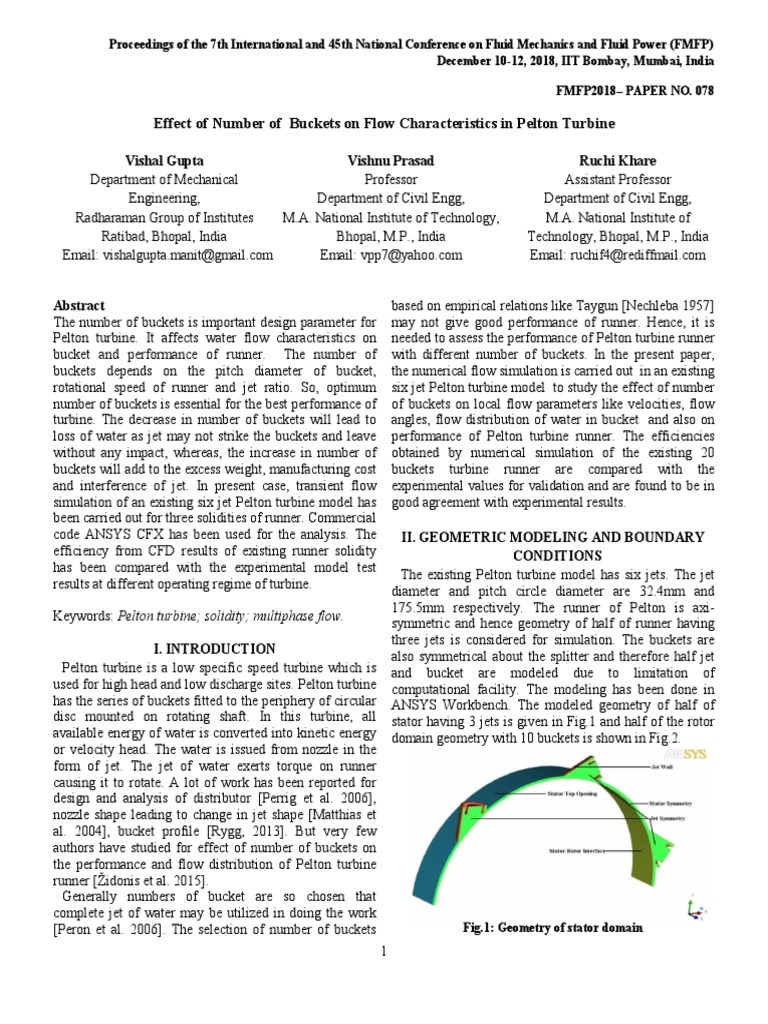 Effect of Number of Buckets On Flow Characteristics in Pelton Turbine ...