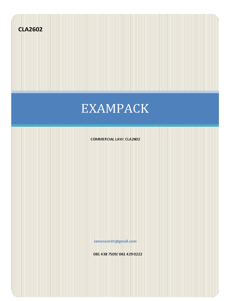 CLA2602 Exam Pack | PDF | Cheque | Insolvency
