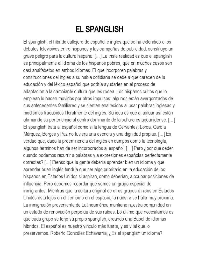 El Spanglish | PDF