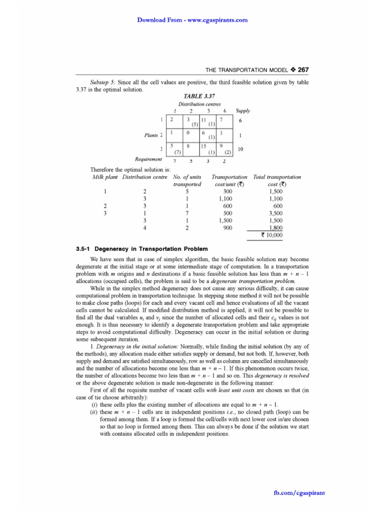 Degeneracy in Transportation | PDF