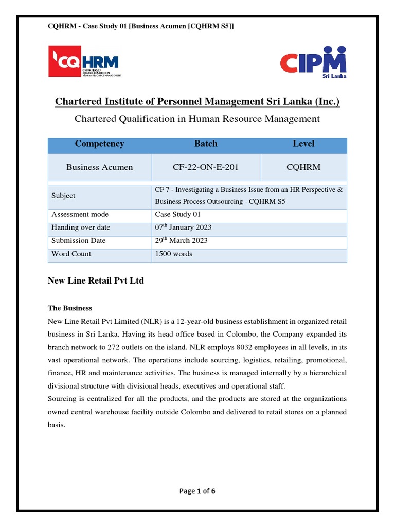Business Acumen Case Study .No. 1 | PDF | Recruitment | Outsourcing