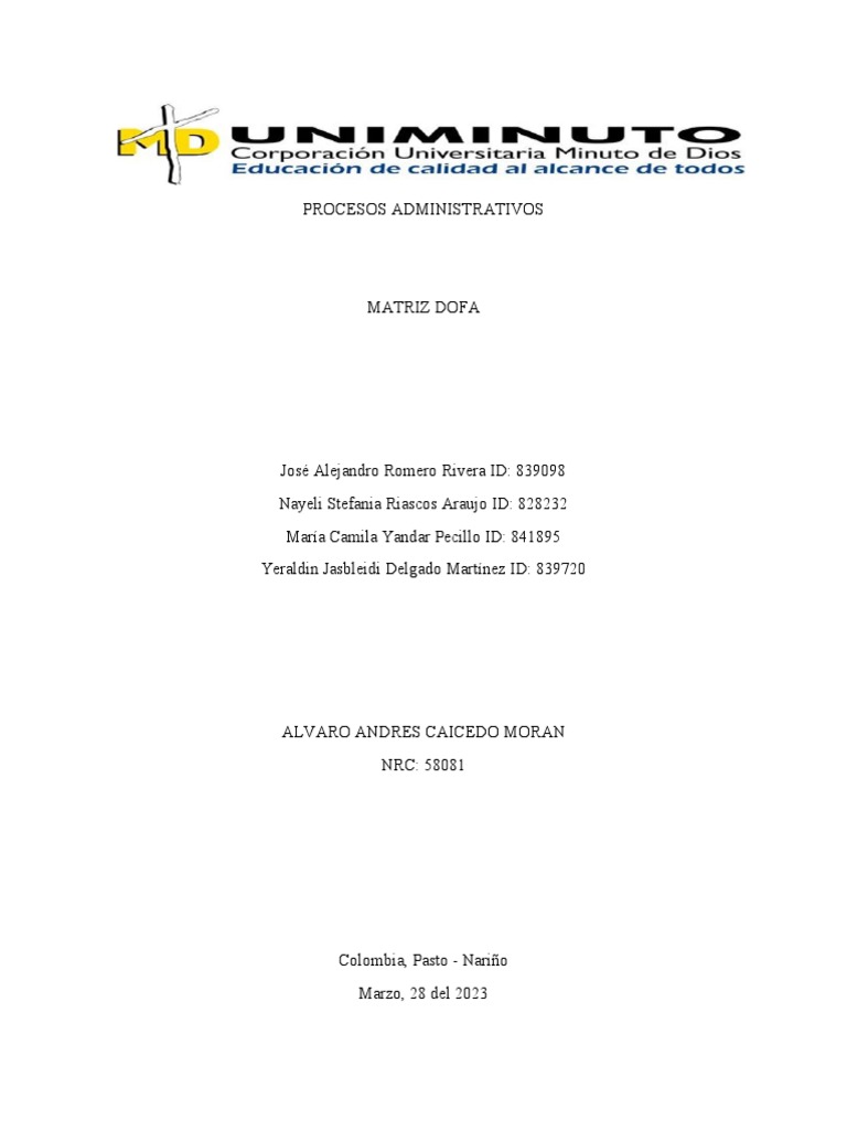 Matriz Dofa Empresa | PDF | Análisis FODA | Economias