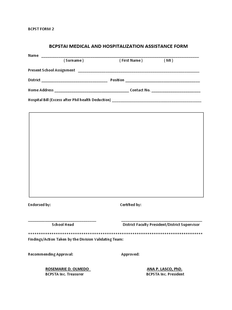 Bcpstai Medical Assistance Form | PDF | Career & Growth | Business