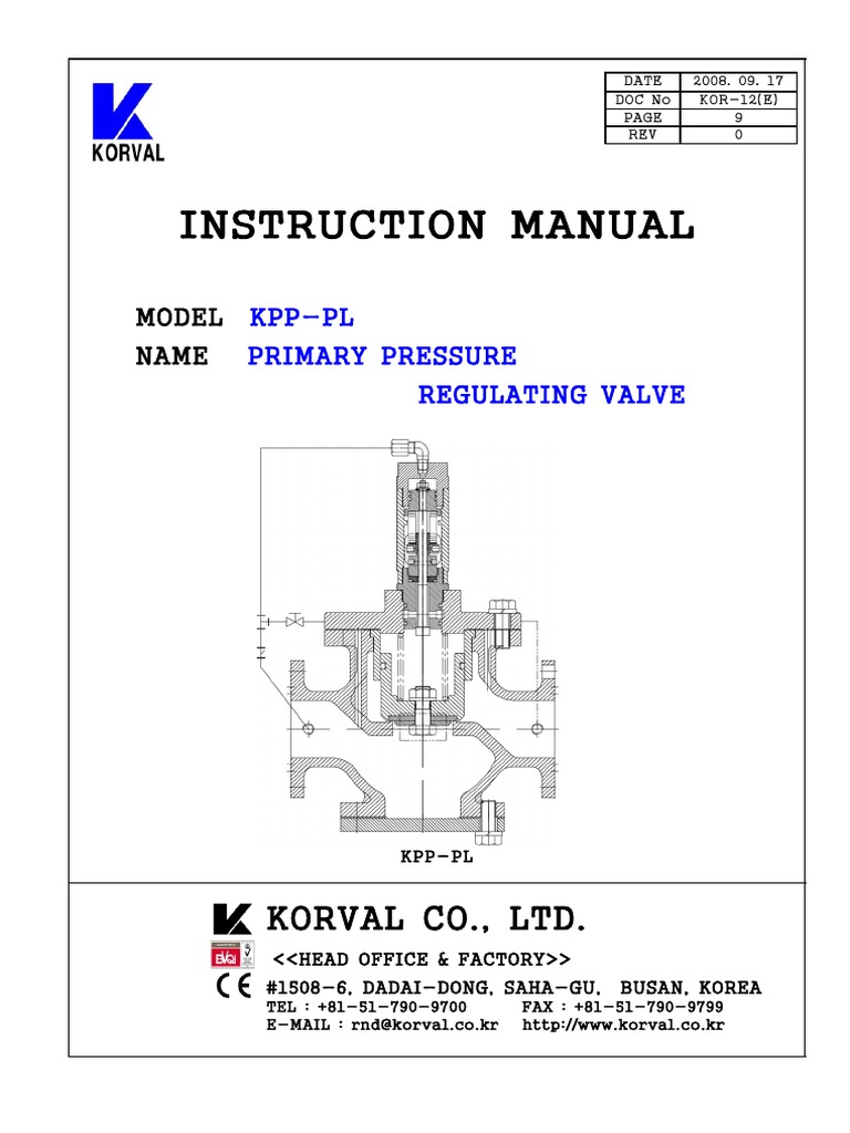 KPP-PL Pressure Regulating Valve Manual | PDF | Valve | Home Appliance