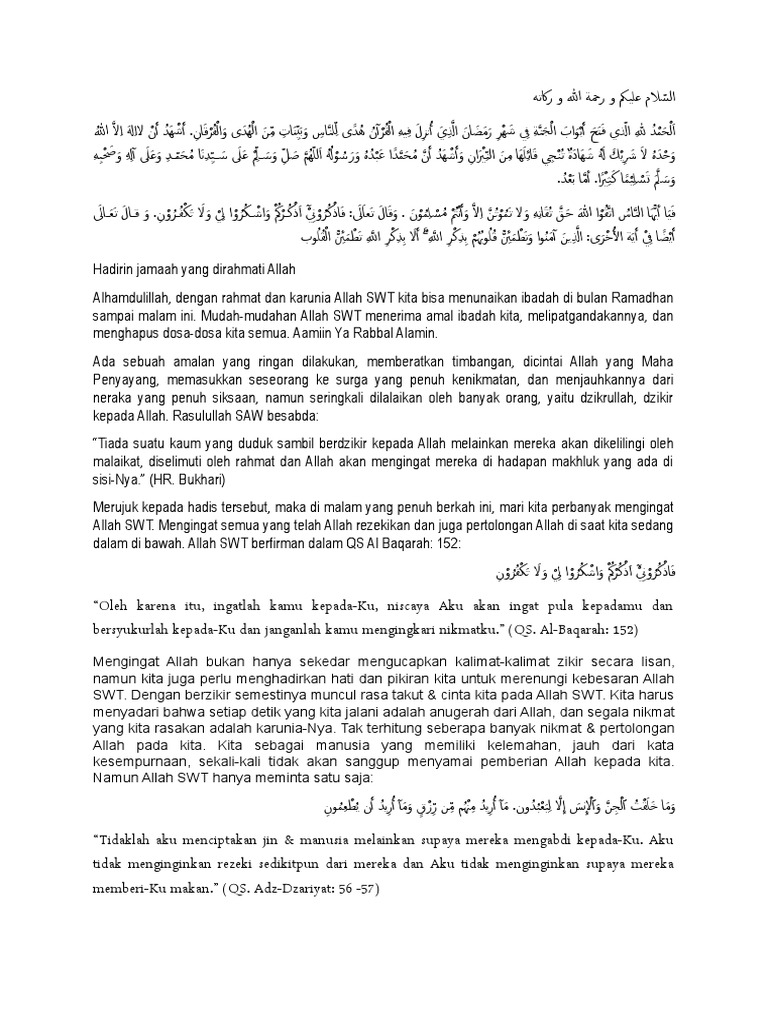 Kultum Tentang Zikrullah | PDF